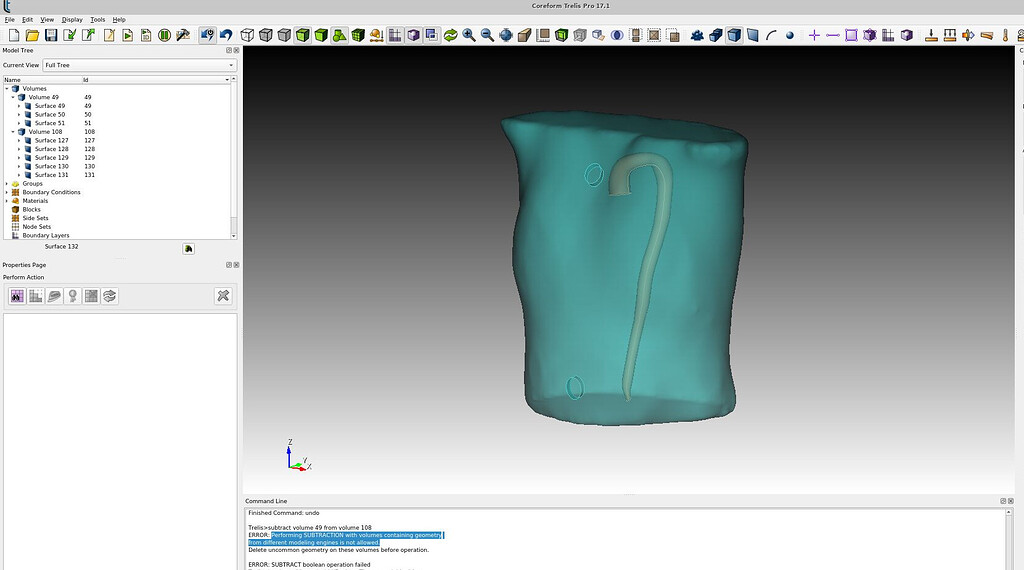 SUBTRACTION with volumes containing geometry from different modeling ...